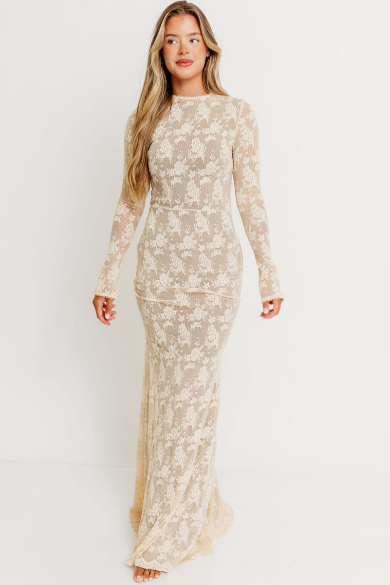 Seraphine Lace Maxi Dress in Cream - Inclusive Sizing & Bump Friendly – Worth Collective