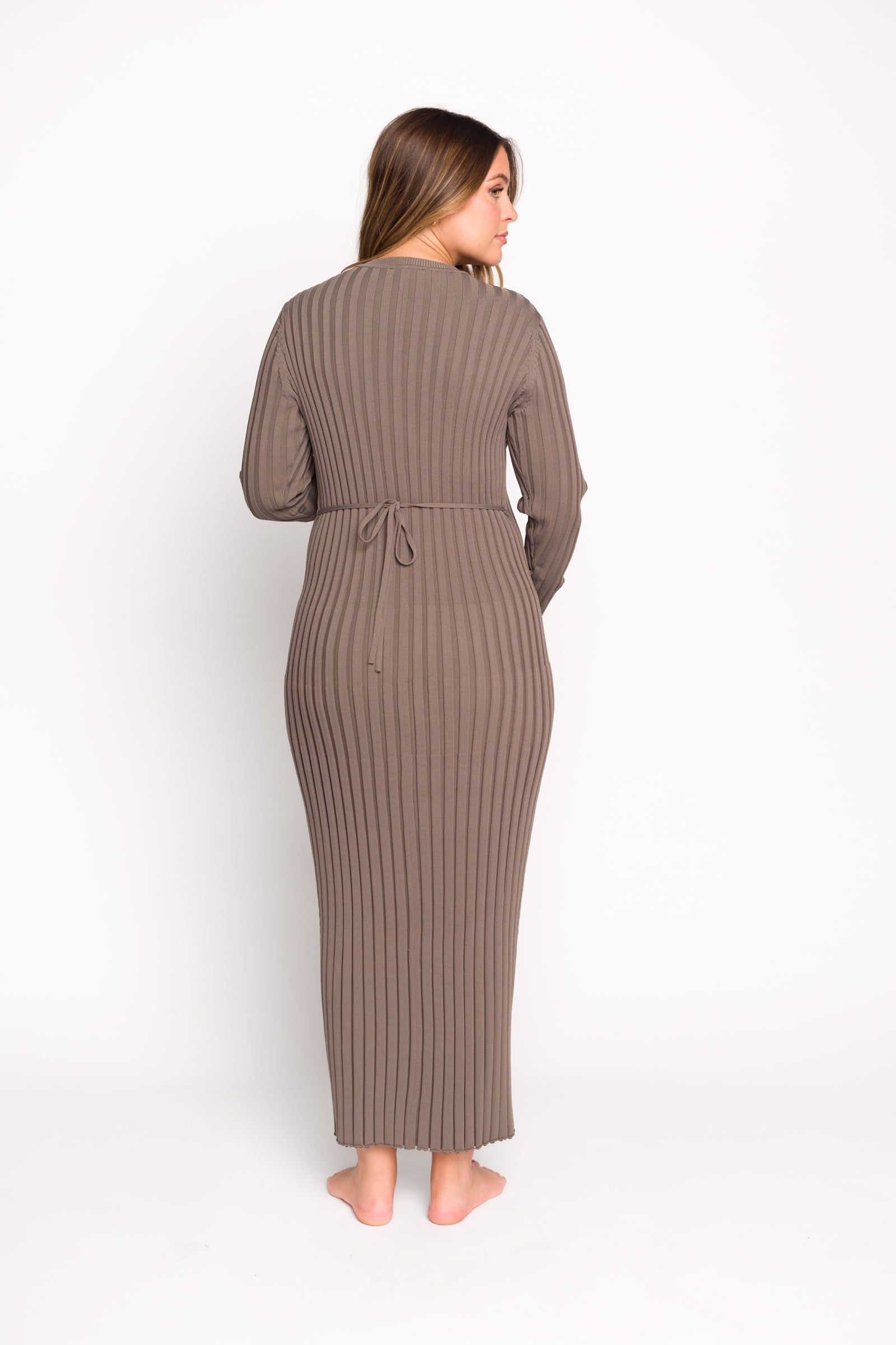 Colette Premium Long Sleeved Ribbed Knit Maxi Dress in Slate - Bump Fr – Worth Collective