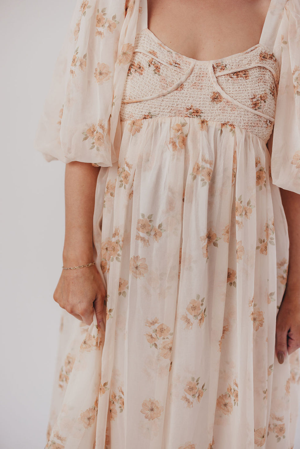 Harlow Maxi Dress in Taupe Floral - Bump Friendly & Inclusive Sizing ...